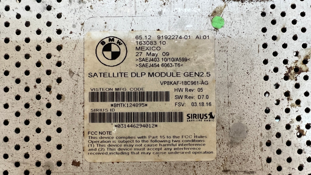 BMW E60 SATELLITE RADIO DLP MODULE GEN2.5 9192274 – Proper Parts Co