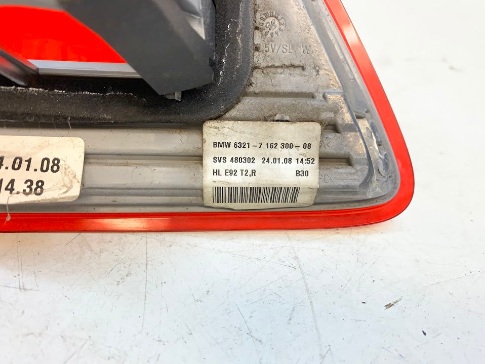 BMW E92 M3 335i 328i Pre-LCI Passenger Side Inner Trunk Tail Light 716 ...