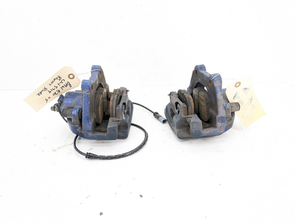 BMW E70 E71 X5 X6 M Rear Blue Brake Calipers Set Pair Left Right 34217 ...